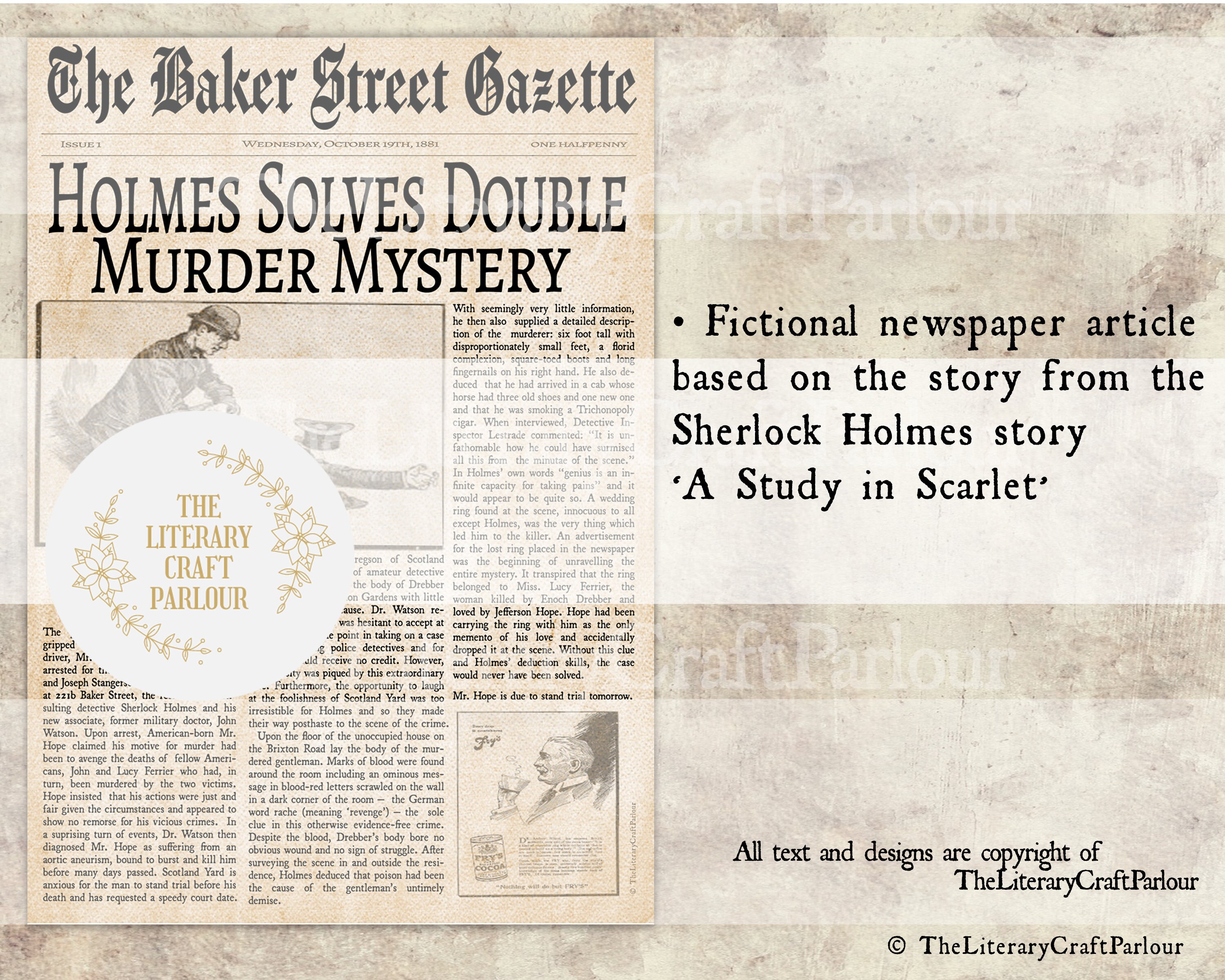 Sherlock Holmes Newspaper Vintage Style Victorian Wall Art - Etsy