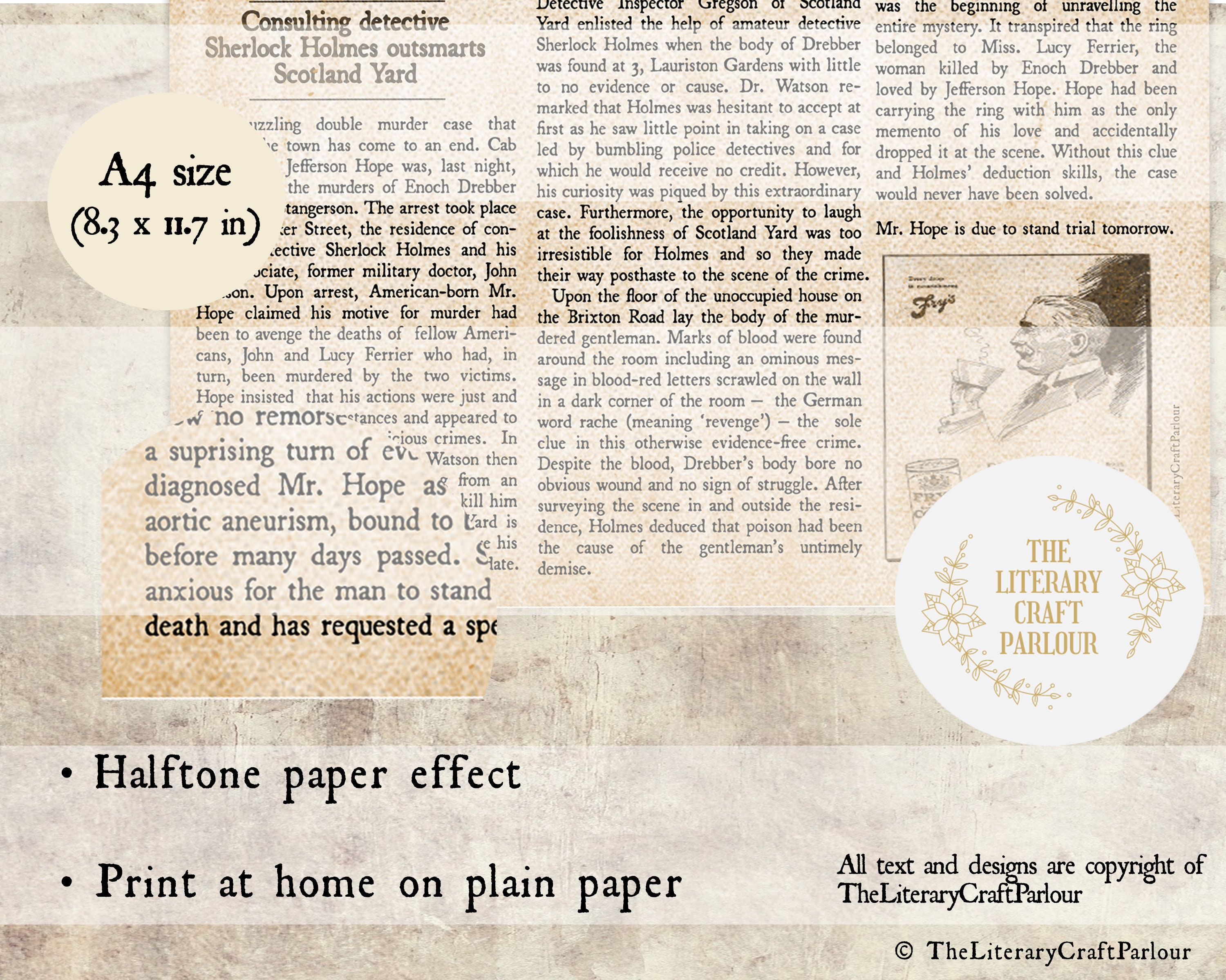 Sherlock Holmes Newspaper – Vintage Style – Victorian Wall Art ...
