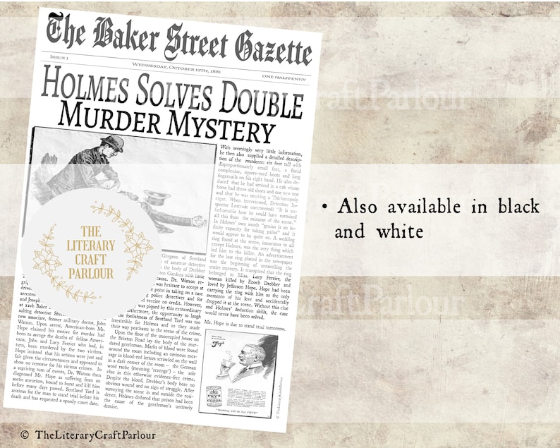 Sherlock Holmes Newspaper – Vintage Style – Victorian Wall Art ...