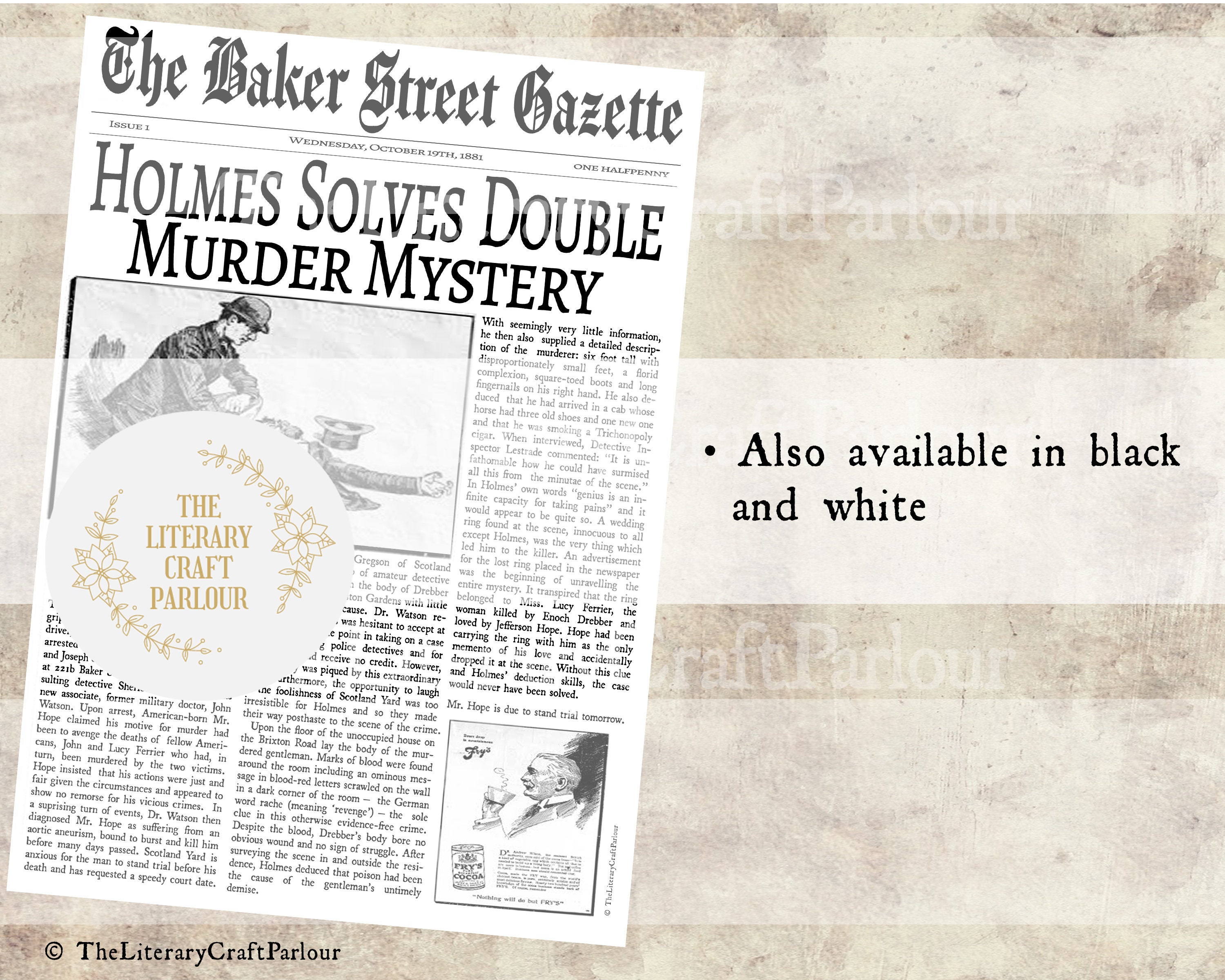 Sherlock Holmes Newspaper – Vintage Style – Victorian Wall Art ...