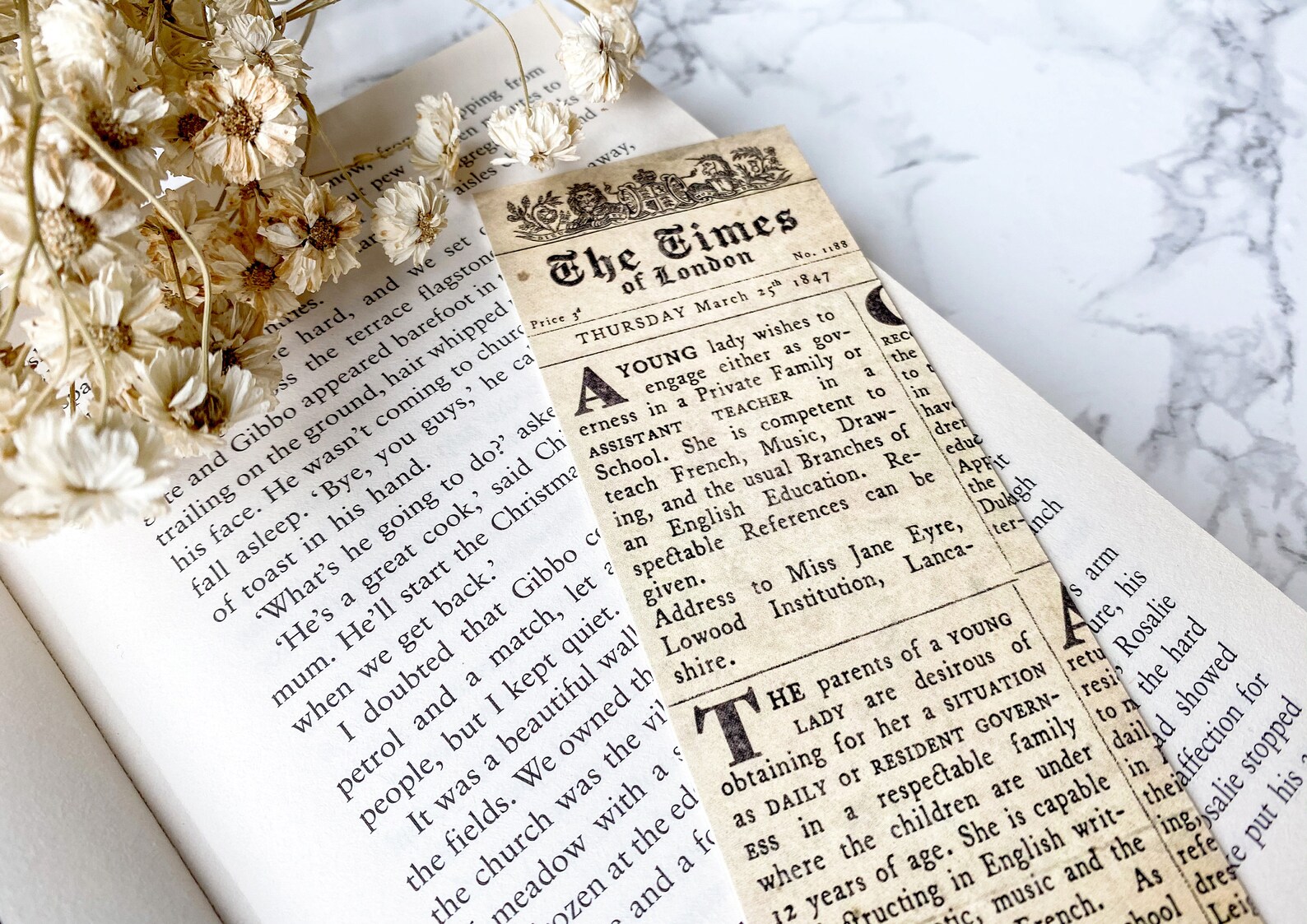 Jane Eyre Bookmark – Governess Advertisement – 1800s Ephemera – Vintage ...