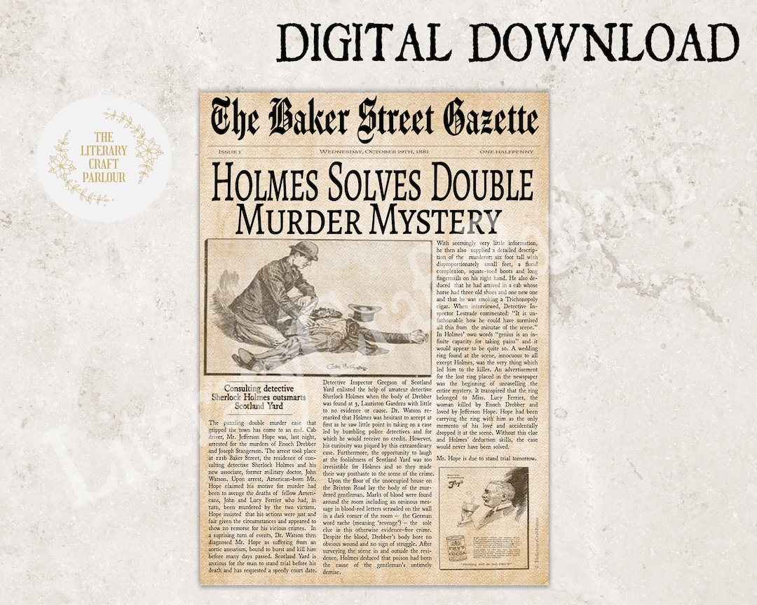 Sherlock Holmes Newspaper – Vintage Style – Victorian Wall Art ...