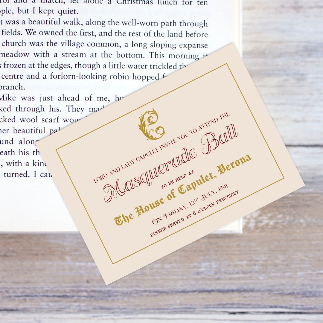 Romeo and Juliet – Capulet Masquerade Ball Invitation Bookmark ...