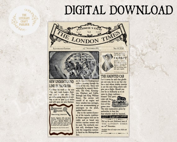 Victorian Style Sherlock Holmes Newspaper Vintage Style Junk | Etsy