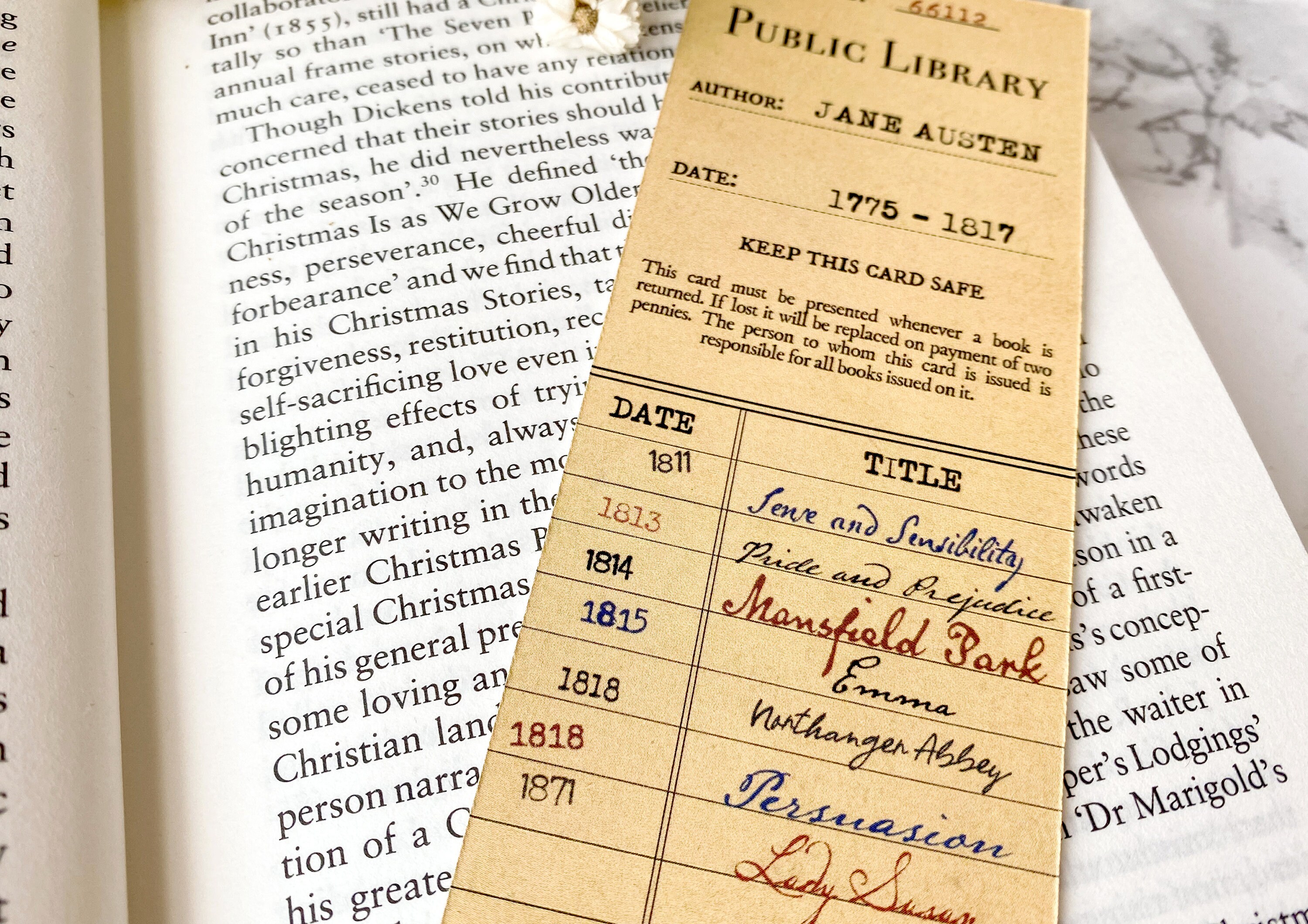Vintage Author Library Card Jane Austen Author Book List - Etsy UK