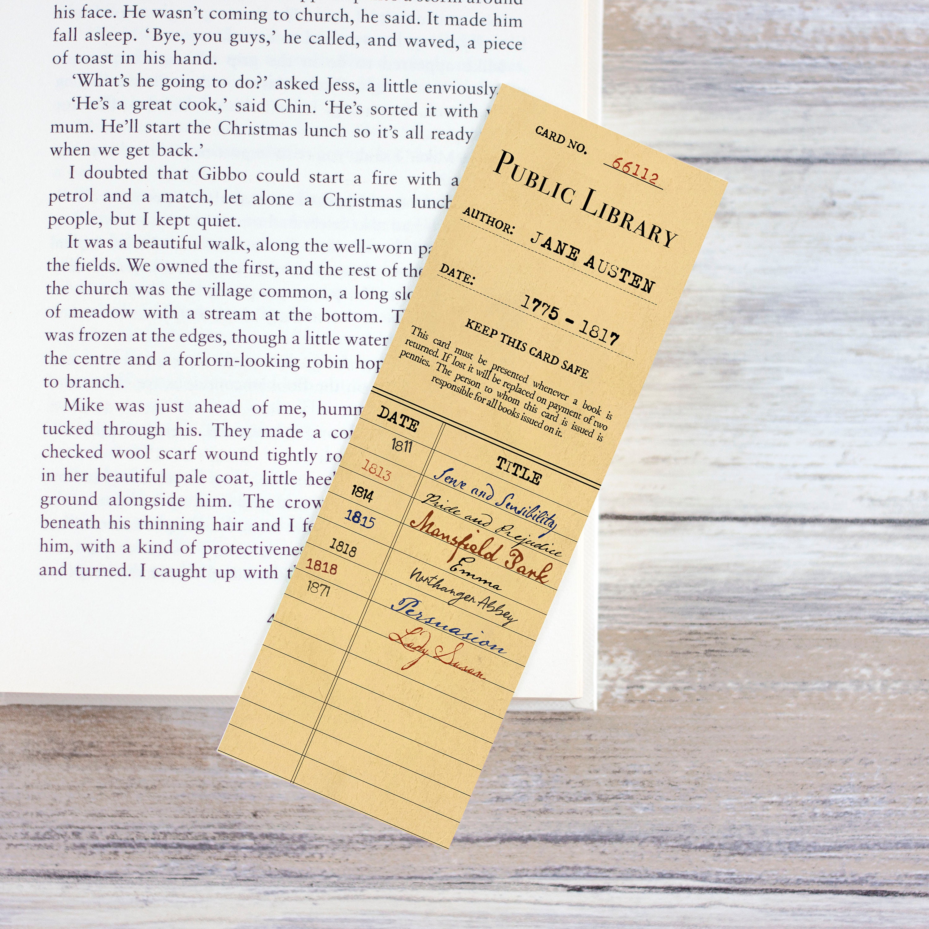 Vintage Author Library Card Jane Austen Author Book List - Etsy UK