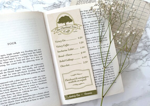 1984 Bookmark Chestnut Tree Cafe Menu Literary Bookmark - Etsy