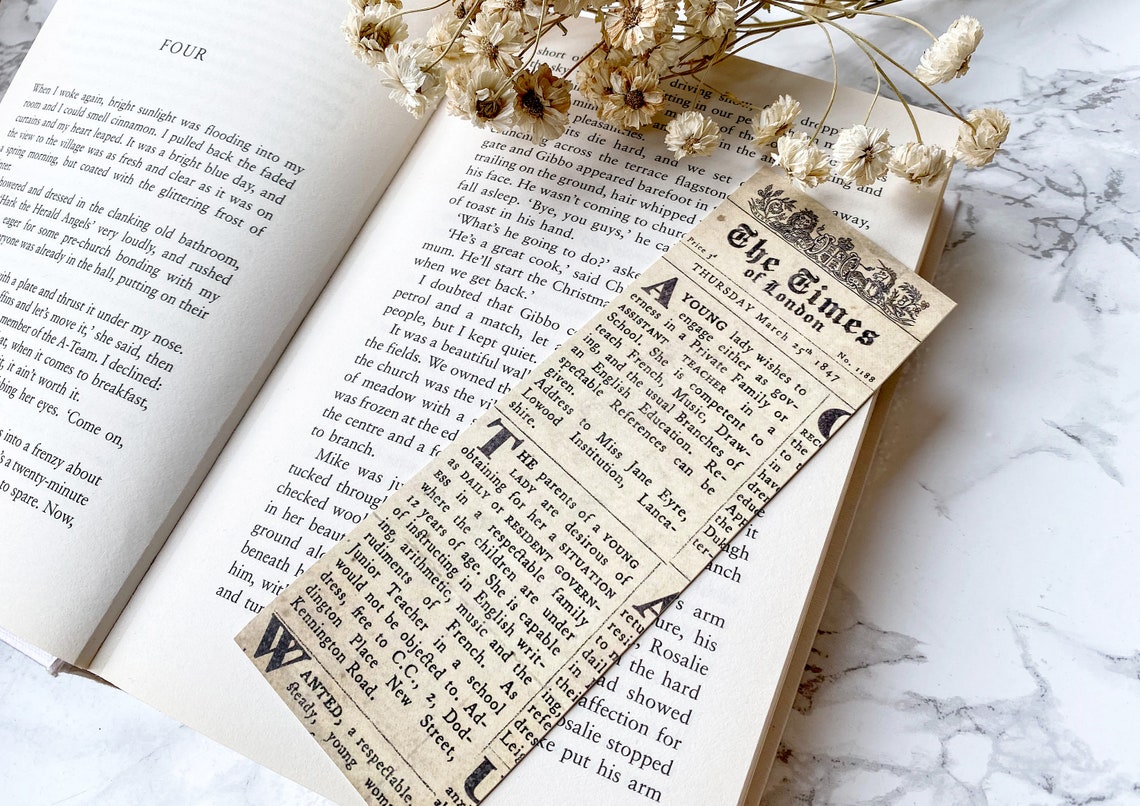 Jane Eyre Bookmark – Governess Advertisement – 1800s Ephemera – Vintage ...
