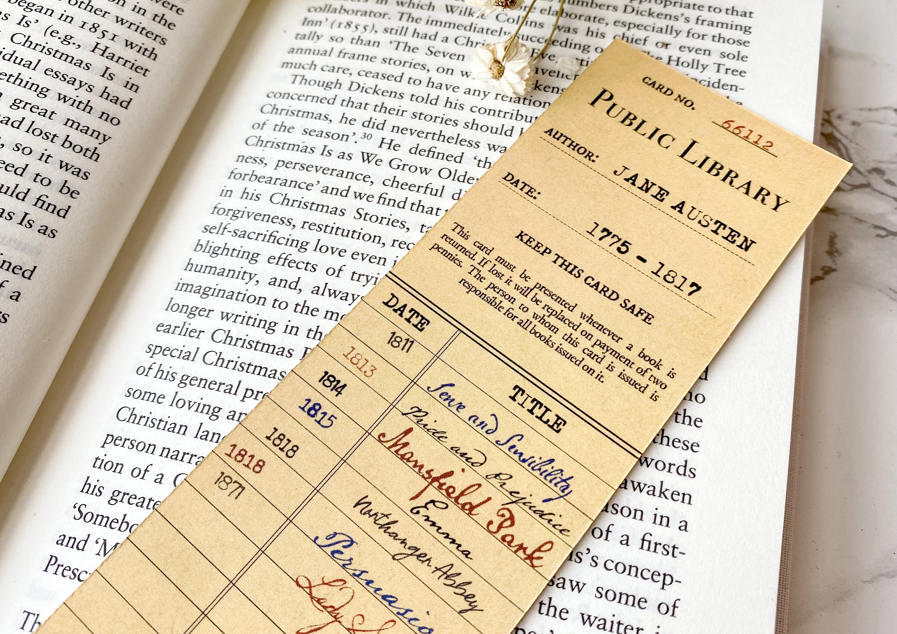 Vintage Author Library Card Jane Austen Author Book List - Etsy UK