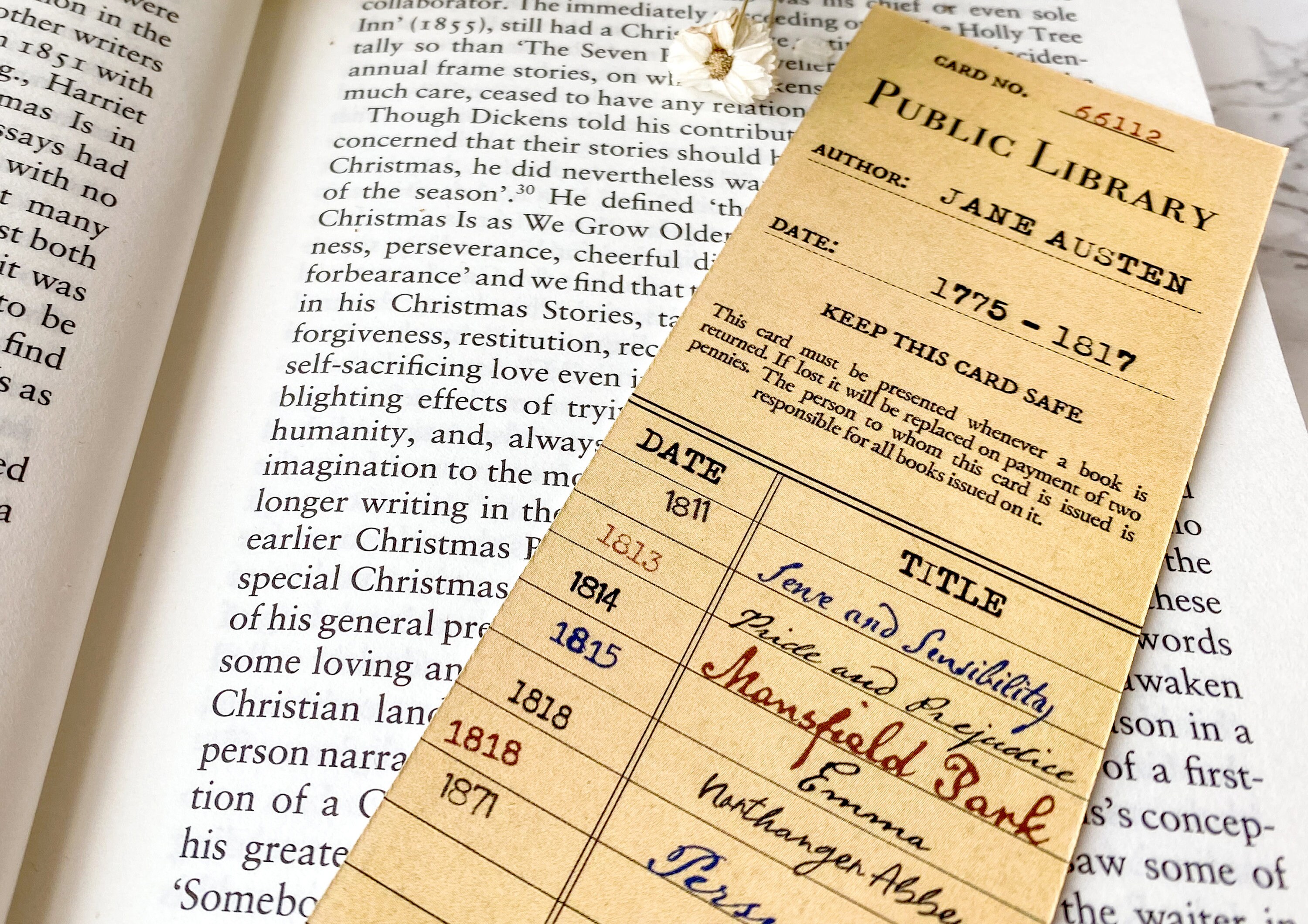 Vintage Author Library Card Jane Austen Author Book List - Etsy UK