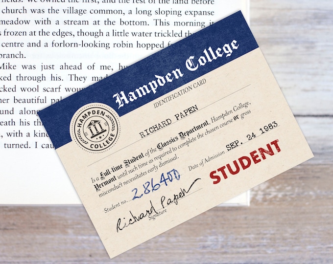 Fictional College Student ID Card Bookmark Dark Academia Classics ...