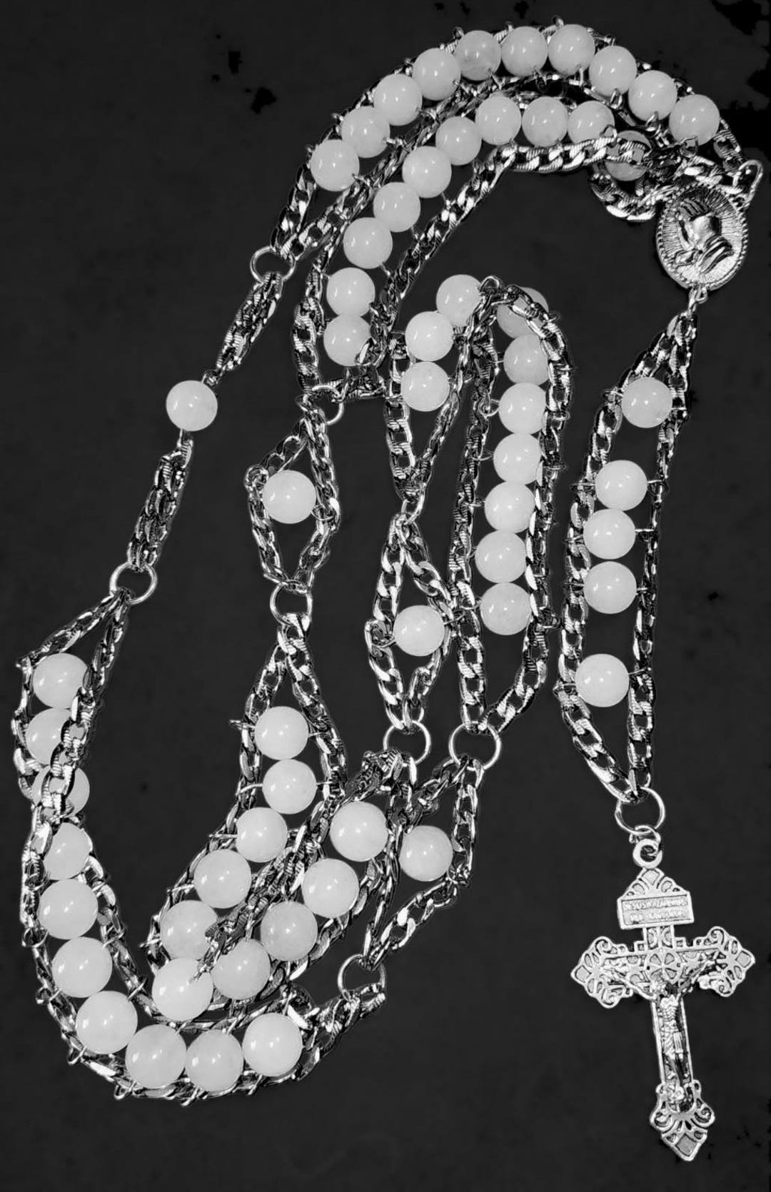White Jade Ladder Rosary - Etsy