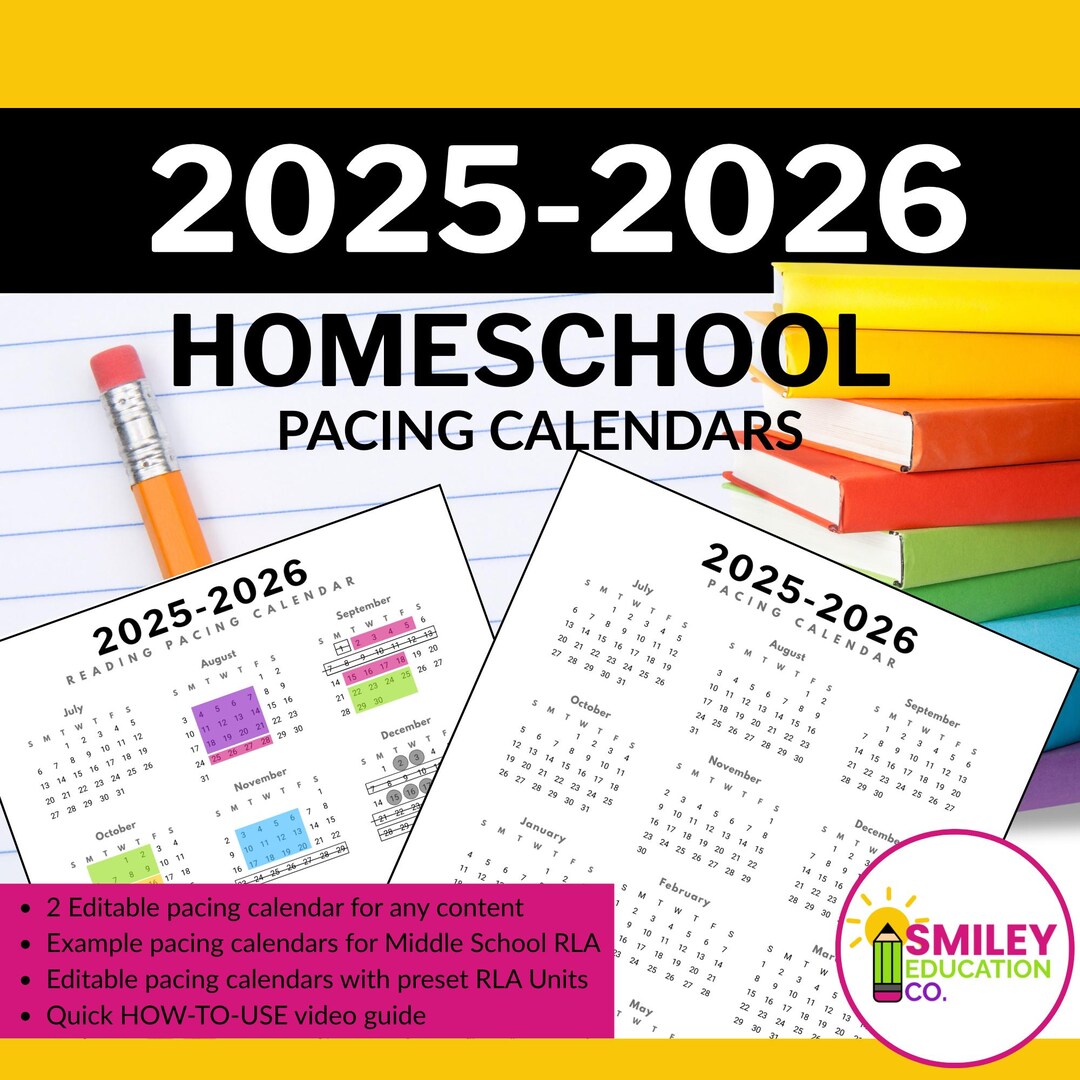 2025-2026 Homeschool Pacing Calendars - Etsy