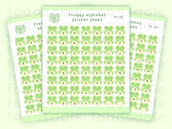 Froggy Alphabet Sticker Sheet - Etsy