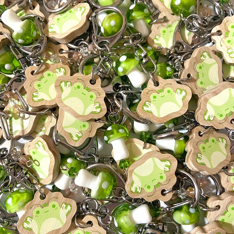 Frog Fairy Wooden Keychain Charm - Etsy