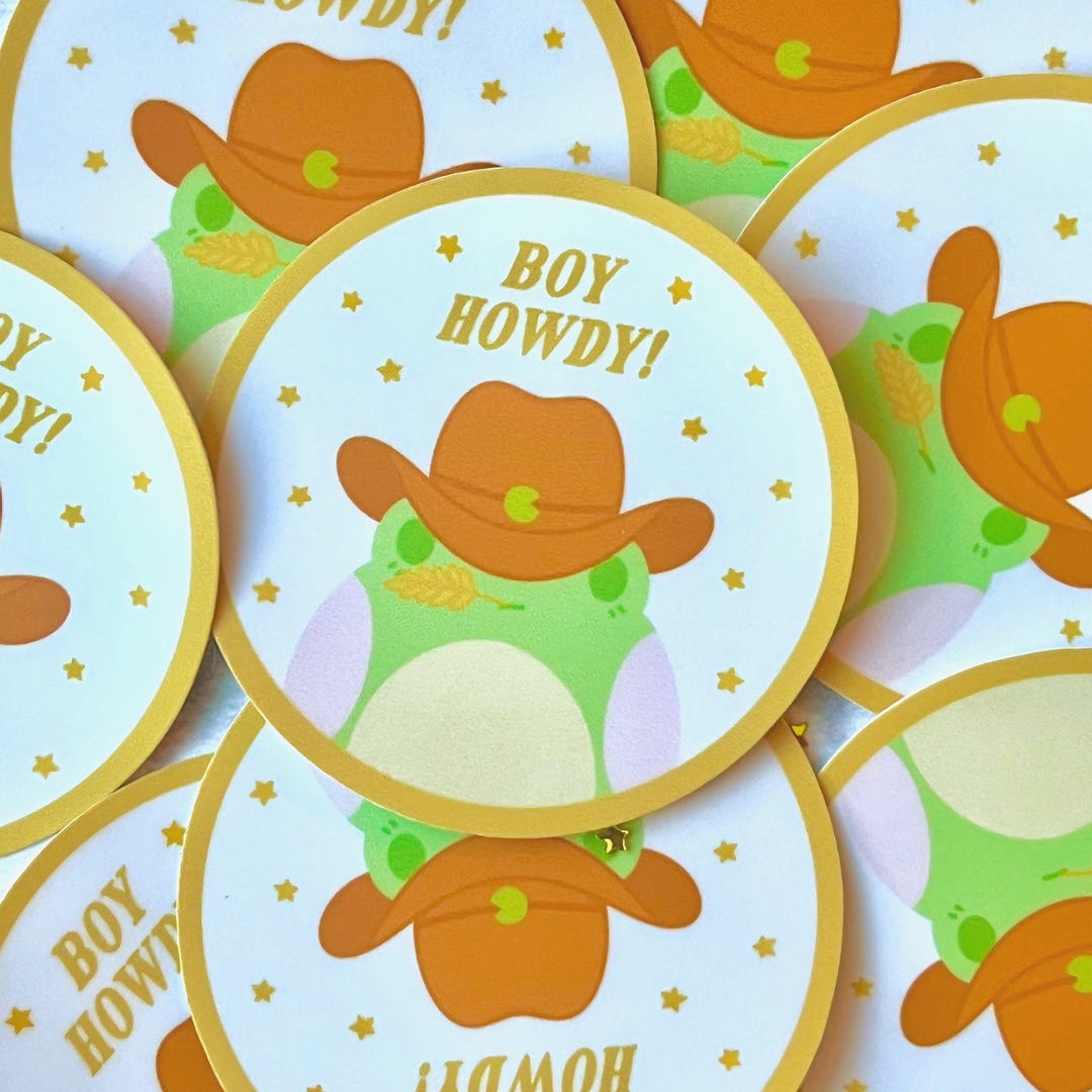 Boy Howdy! Cowboy Frog Vinyl Sticker - Etsy