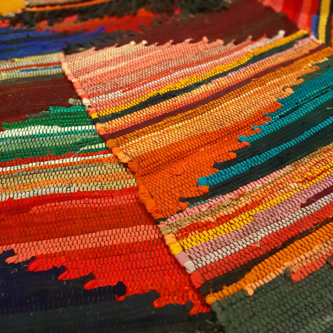 Cotton Mats Handmade Rugs Chindi Rug Zig Zag Mat Colourful - Etsy