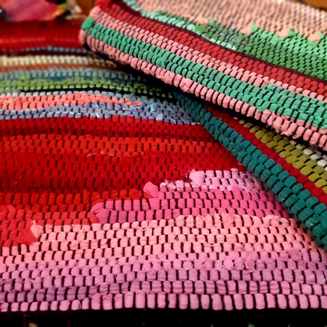 Cotton Mats Handmade Rugs Chindi Rug Zig Zag Mat Colourful - Etsy