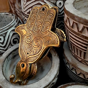 Brass Hooks, Hook for Hanging, Bohemian Decor, Peacock Hook, Shell Hook, Hamsa Hand Hook ...