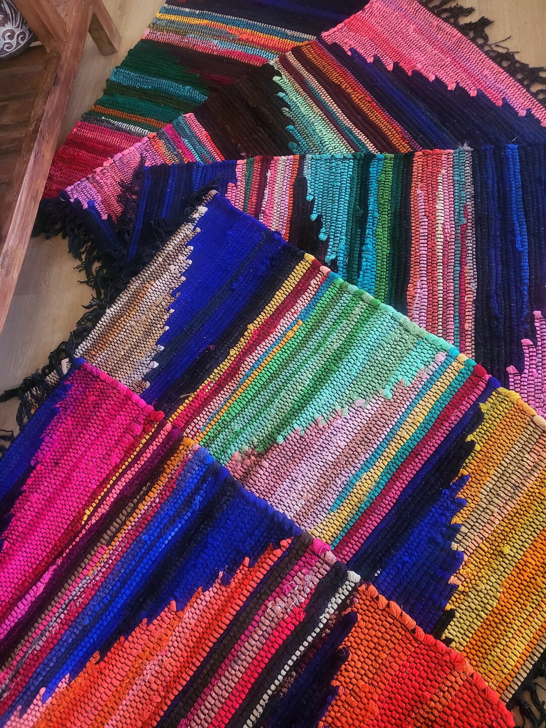 Cotton Mats, Handmade Rugs, Chindi Rug, Zig Zag Mat, Colourful Mat ...