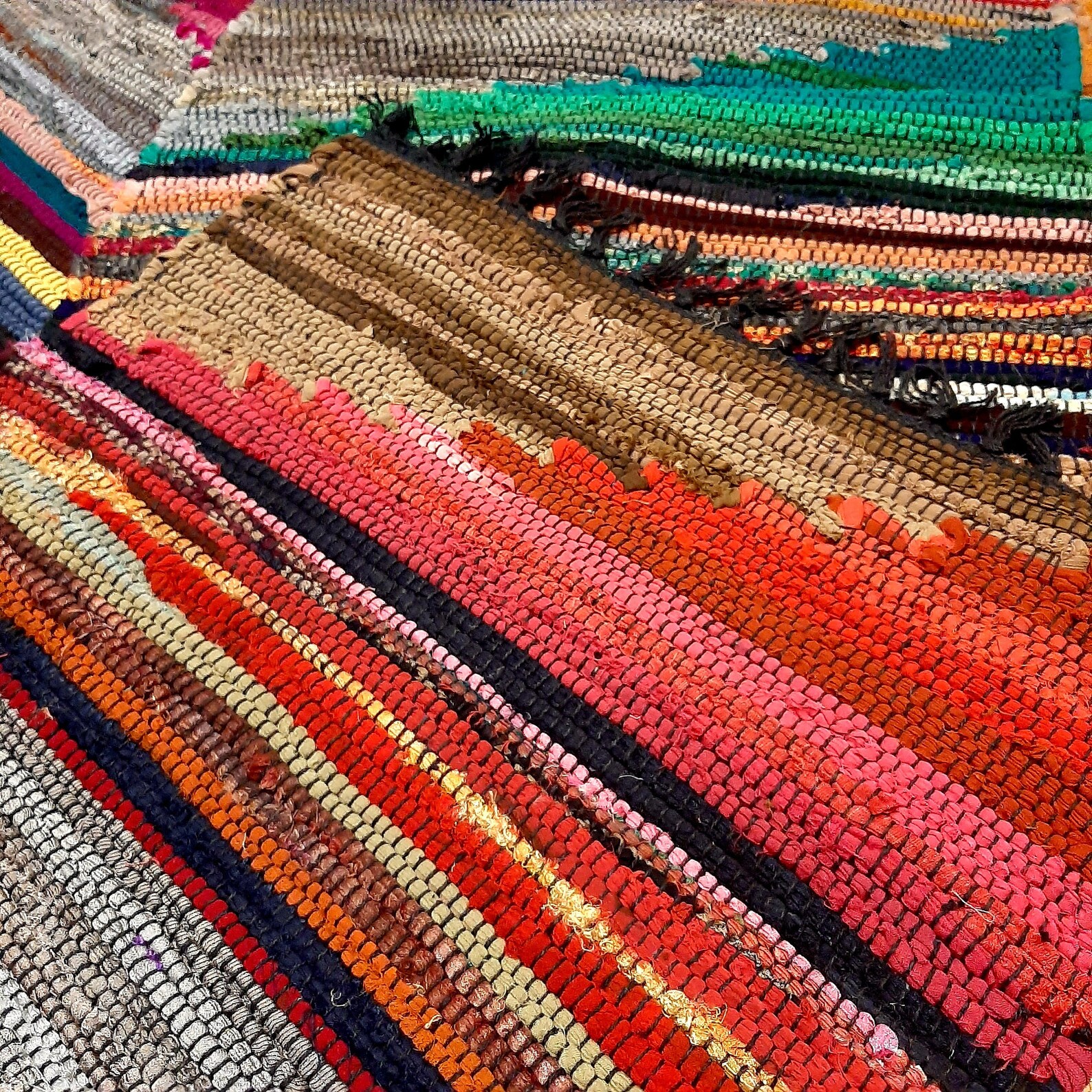 Cotton Mats Handmade Rugs Chindi Rug Zig Zag Mat Colourful | Etsy