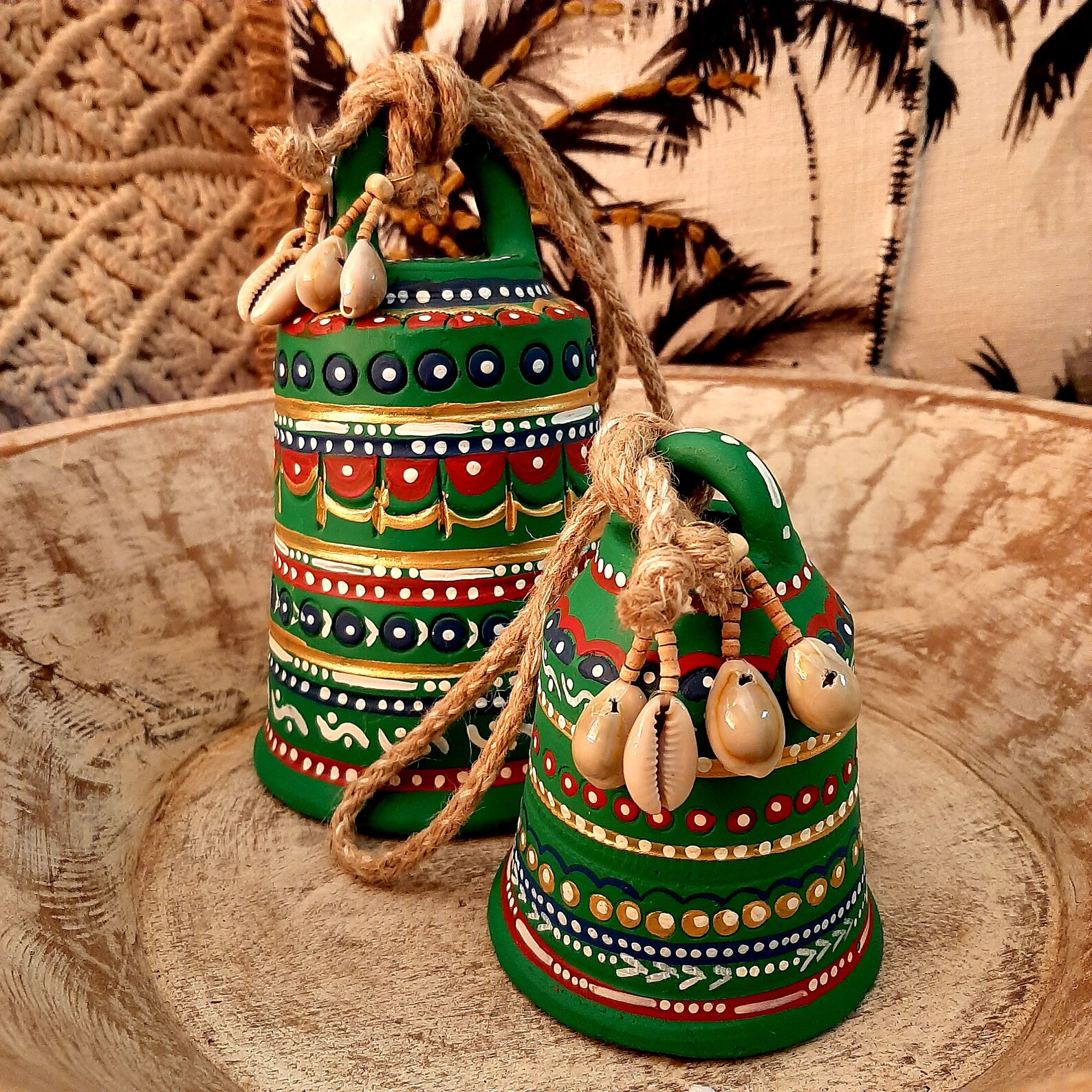 Clay Crafted Hanging Bells, Bohemian Decorations, Christmas Bells ...