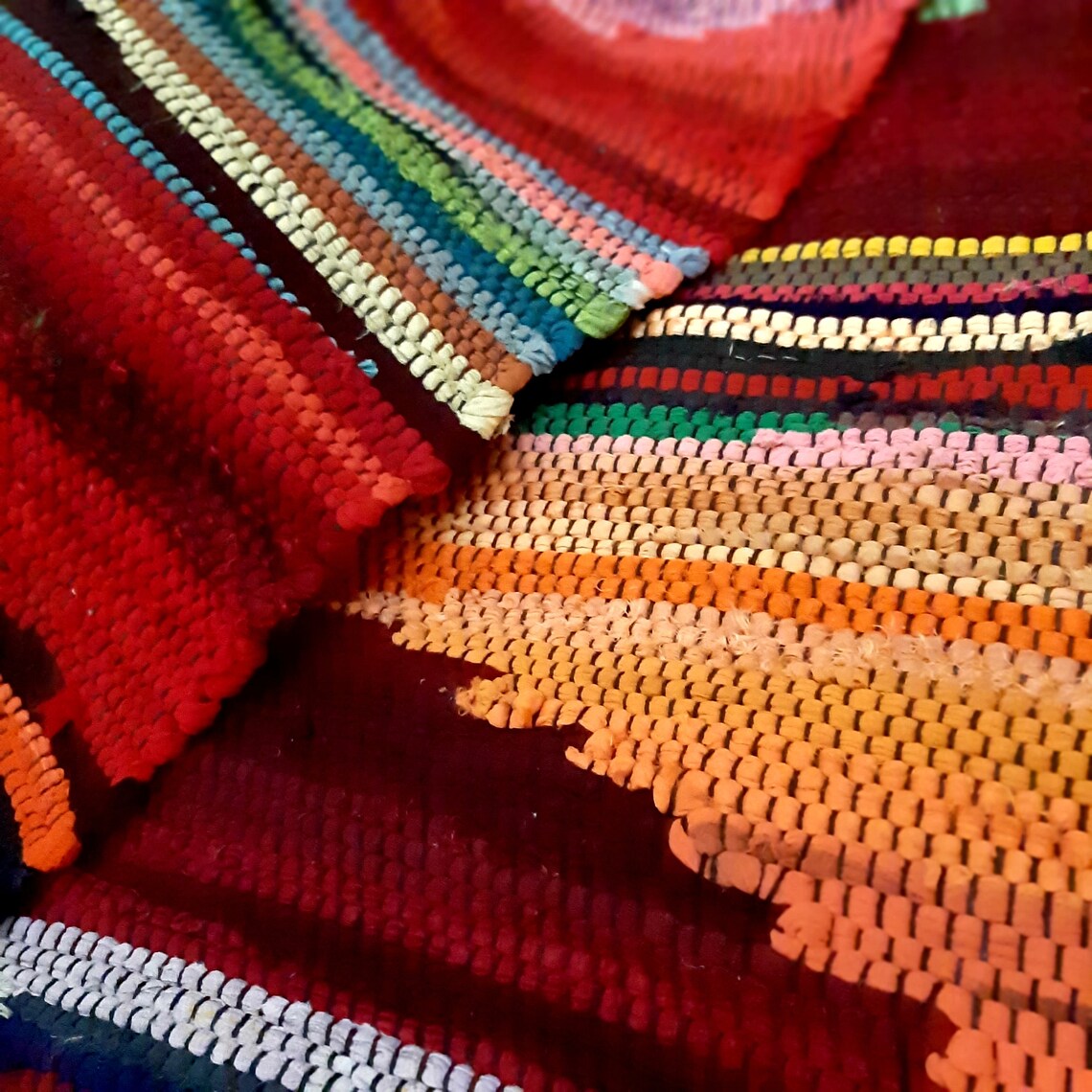 Cotton Mats Handmade Rugs Chindi Rug Zig Zag Mat Colourful - Etsy