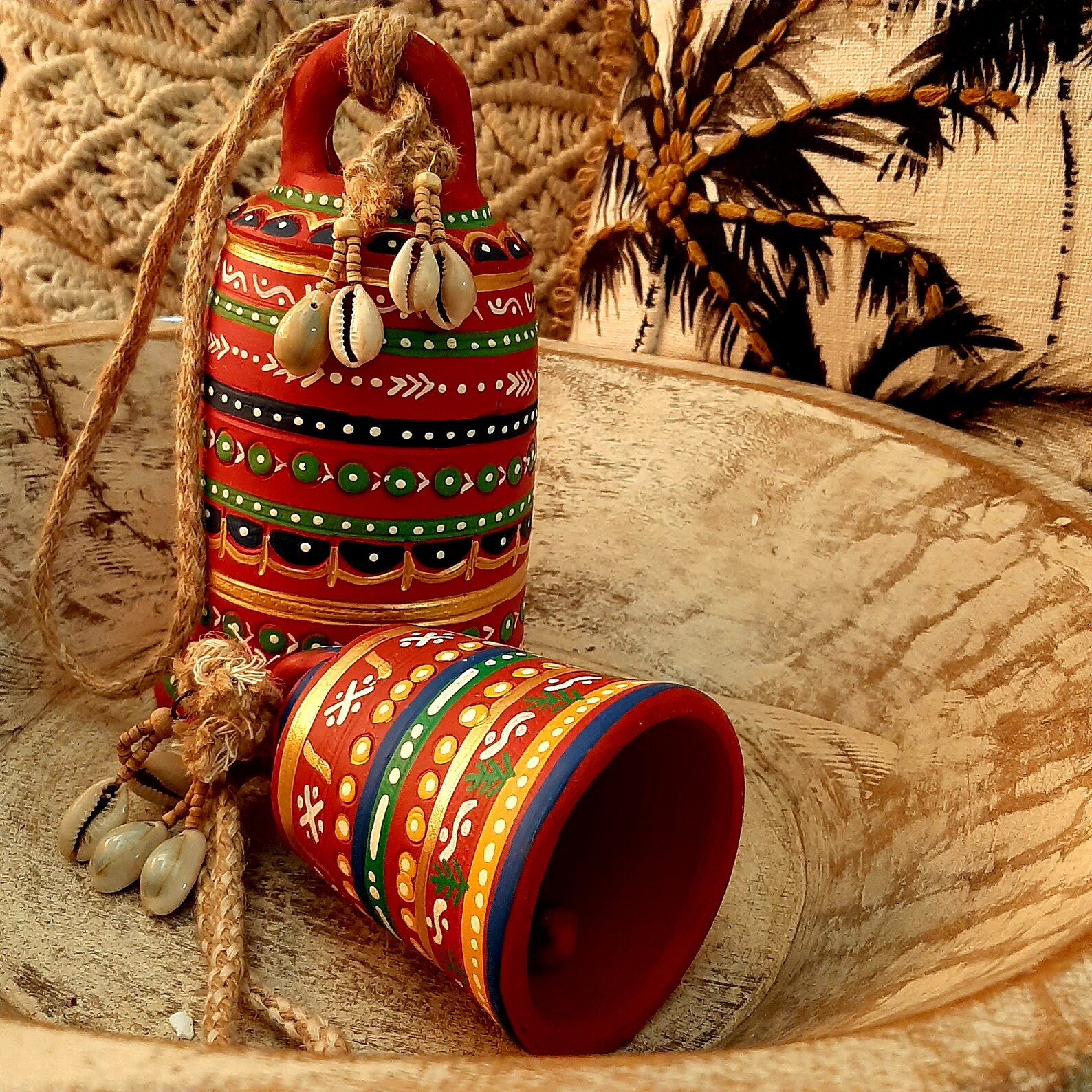 Clay Crafted Hanging Bells, Bohemian Decorations, Christmas Bells ...