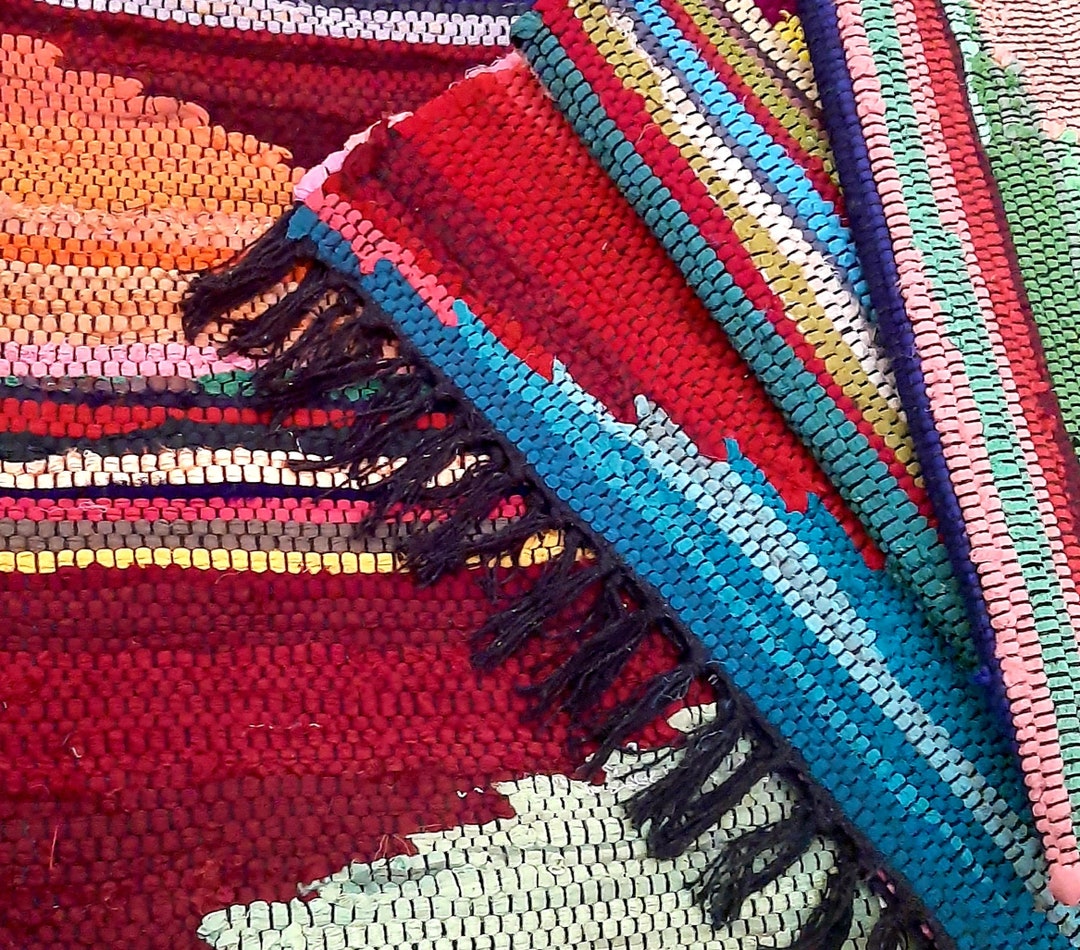 Cotton Mats Handmade Rugs Chindi Rug Zig Zag Mat Colourful - Etsy