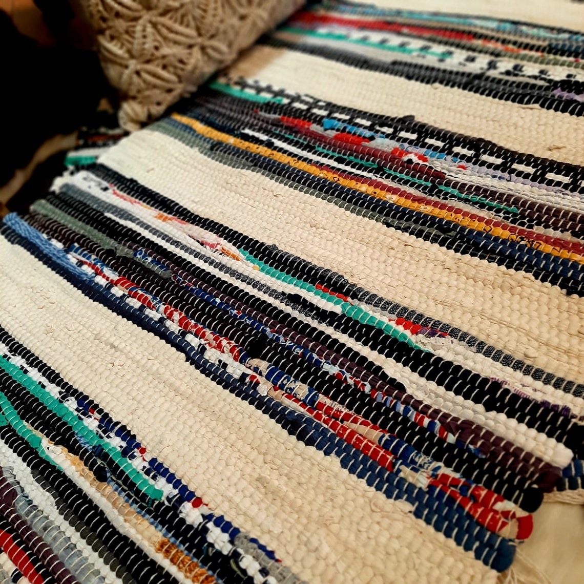 Striped Cotton Mats Recycled Cotton Mats Handmade Rugs | Etsy