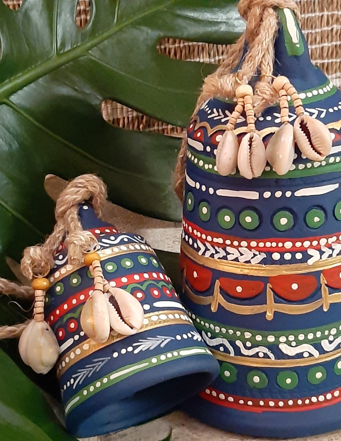 Clay Crafted Hanging Bells Bohemian Decorations Christmas | Etsy