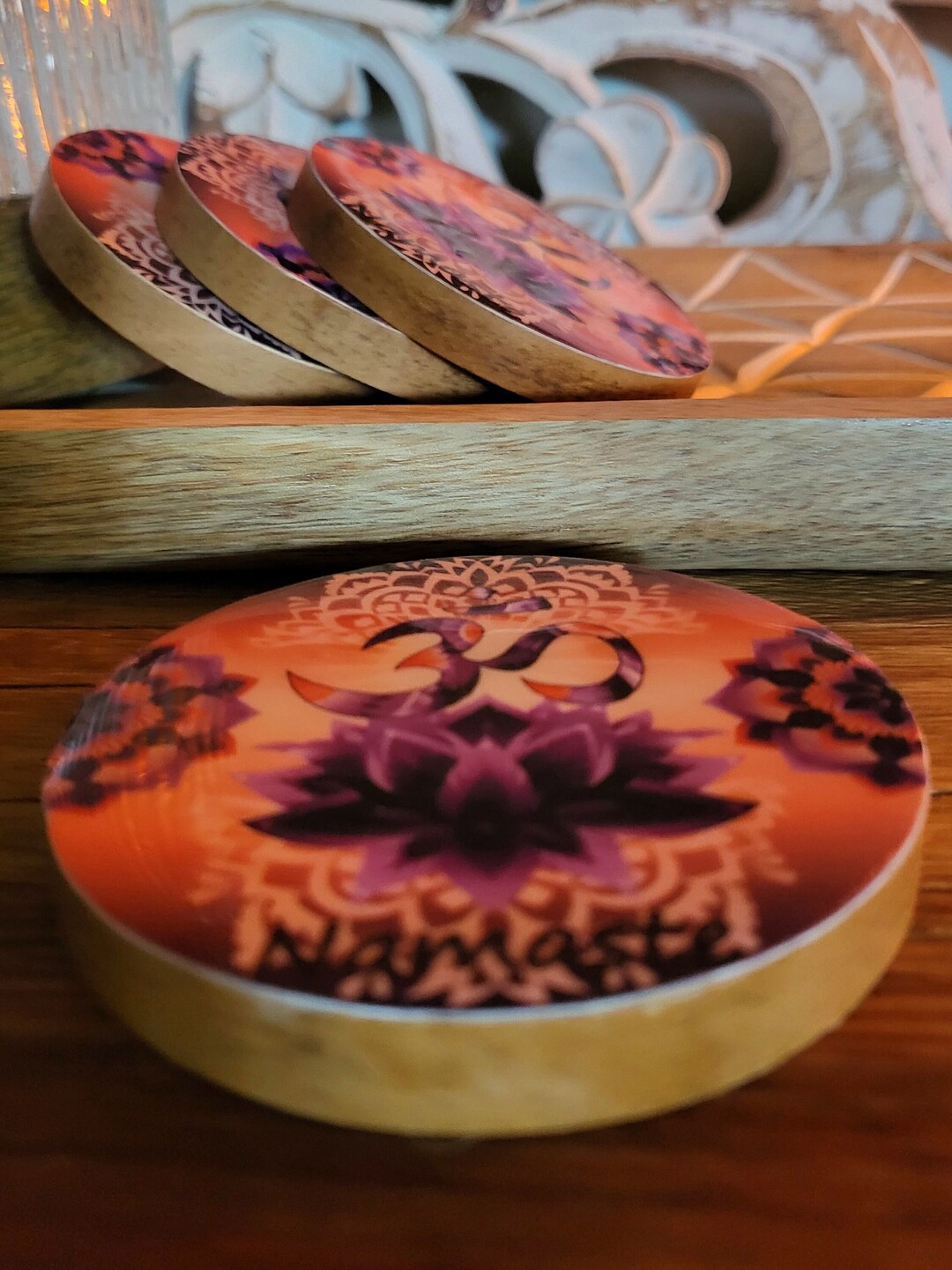 Drink Coasters, Boho Style, Bohemian Coasters, Bohemian Decor, Mandala ...