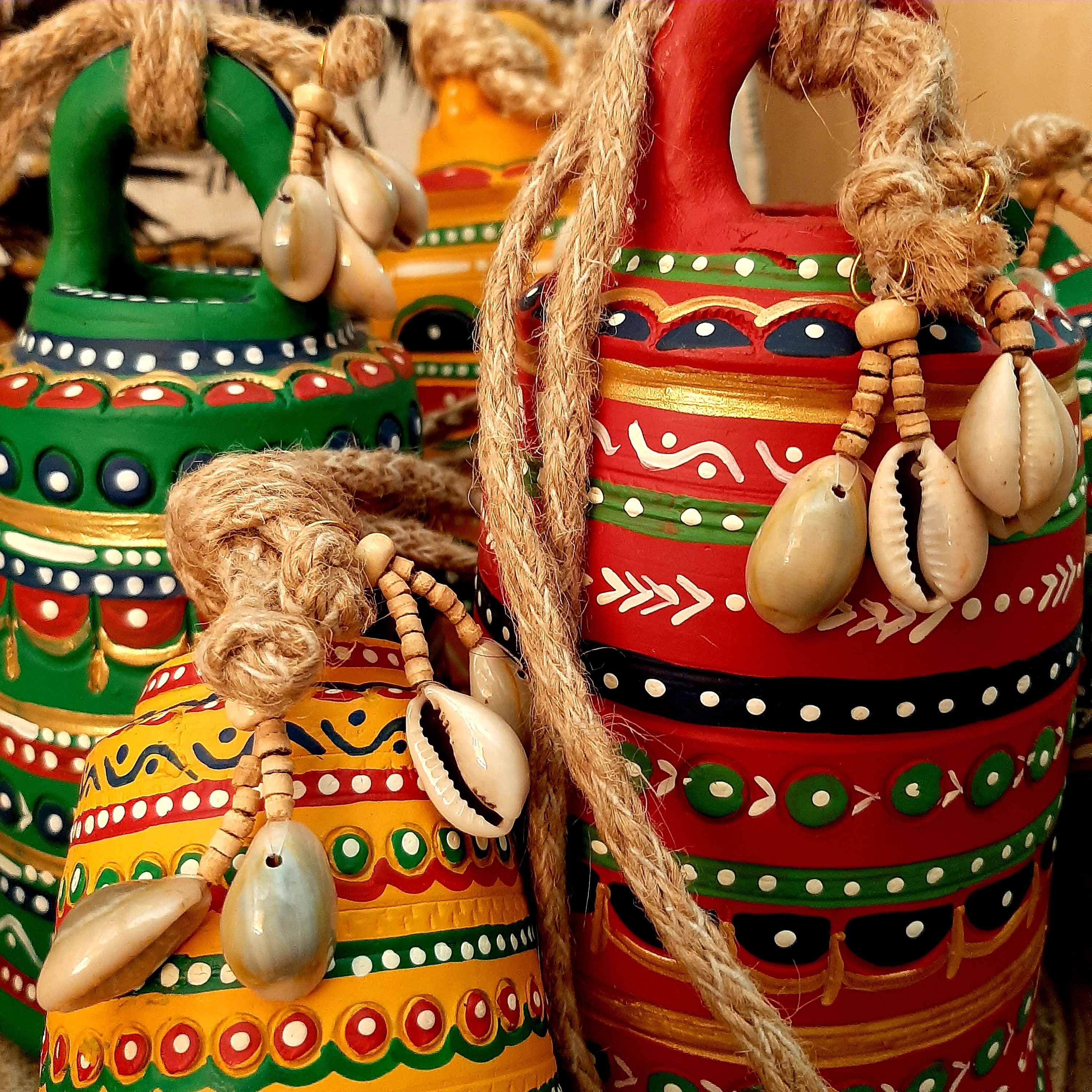 Clay Crafted Hanging Bells Bohemian Decorations Christmas | Etsy