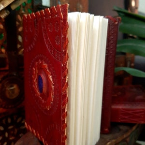 Handmade Leather Journal, Embossed Elephant, Lapis Lazuli Stone - Etsy