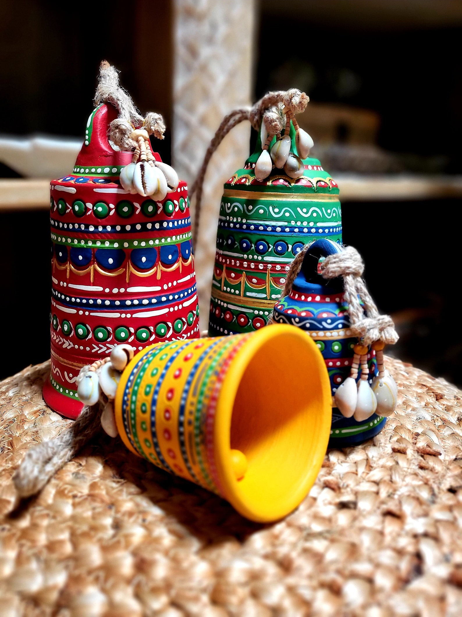 Clay Crafted Hanging Bells, Bohemian Decorations, Christmas Bells ...