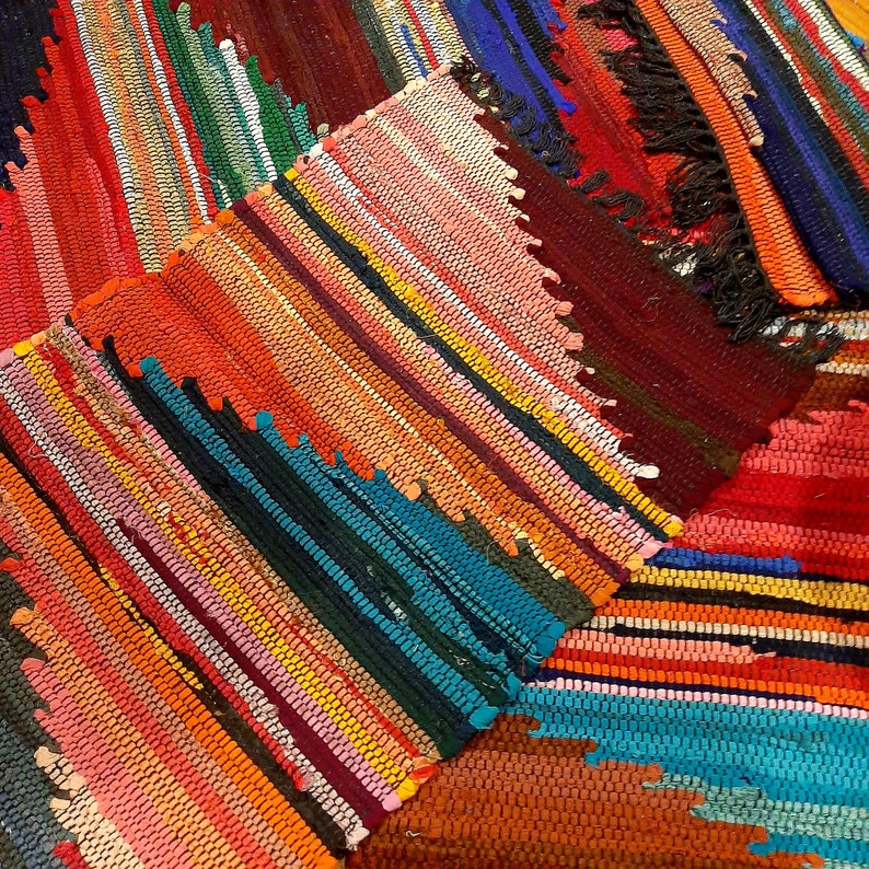 Cotton Mats Handmade Rugs Chindi Rug Zig Zag Mat Colourful - Etsy