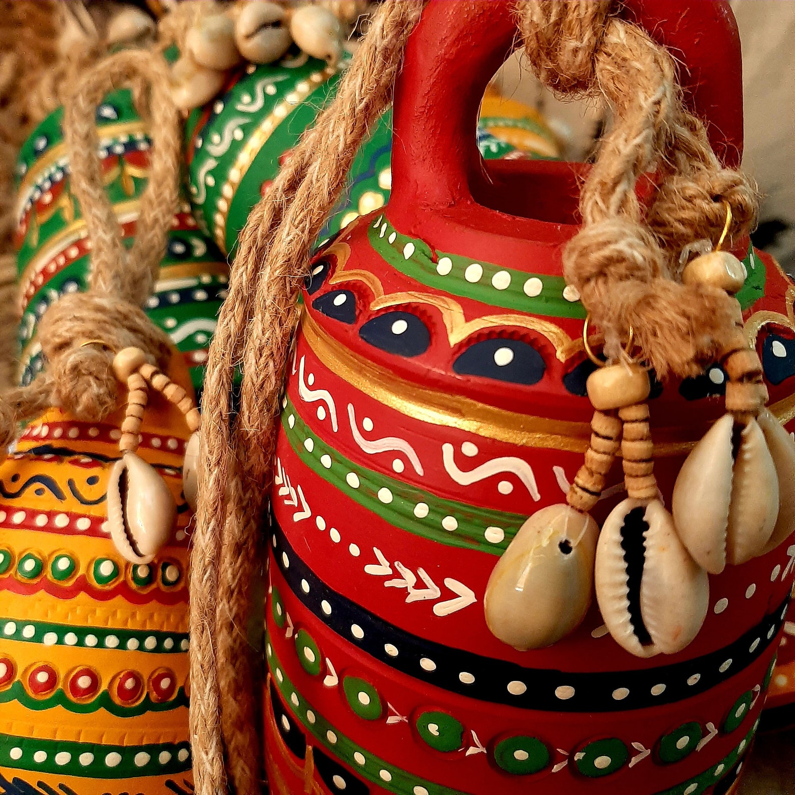 Clay Crafted Hanging Bells Bohemian Decorations Christmas | Etsy