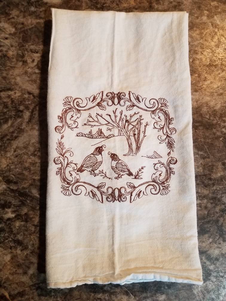 Quail Country Flour Sack Towels Custom Embroidered Dish Towels ...