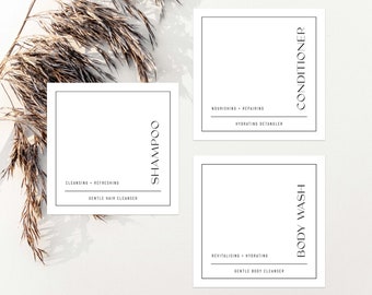 Shampoo, Conditioner and Body Wash Labels Shower Label Bathroom Label ...