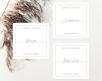 Shampoo, Conditioner and Body Wash Labels Shower Label Bathroom Label ...