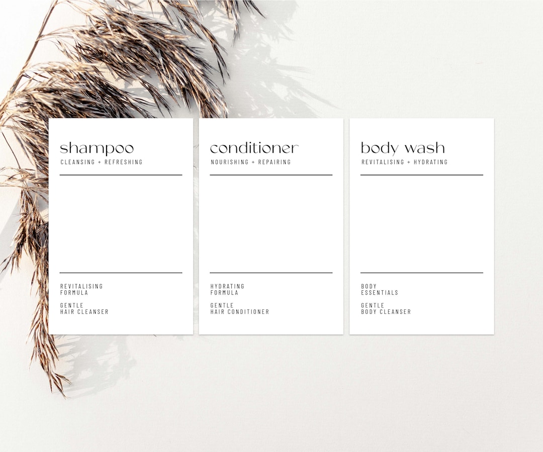 Shampoo, Conditioner and Body Wash Labels | Shower Label | Bathroom ...