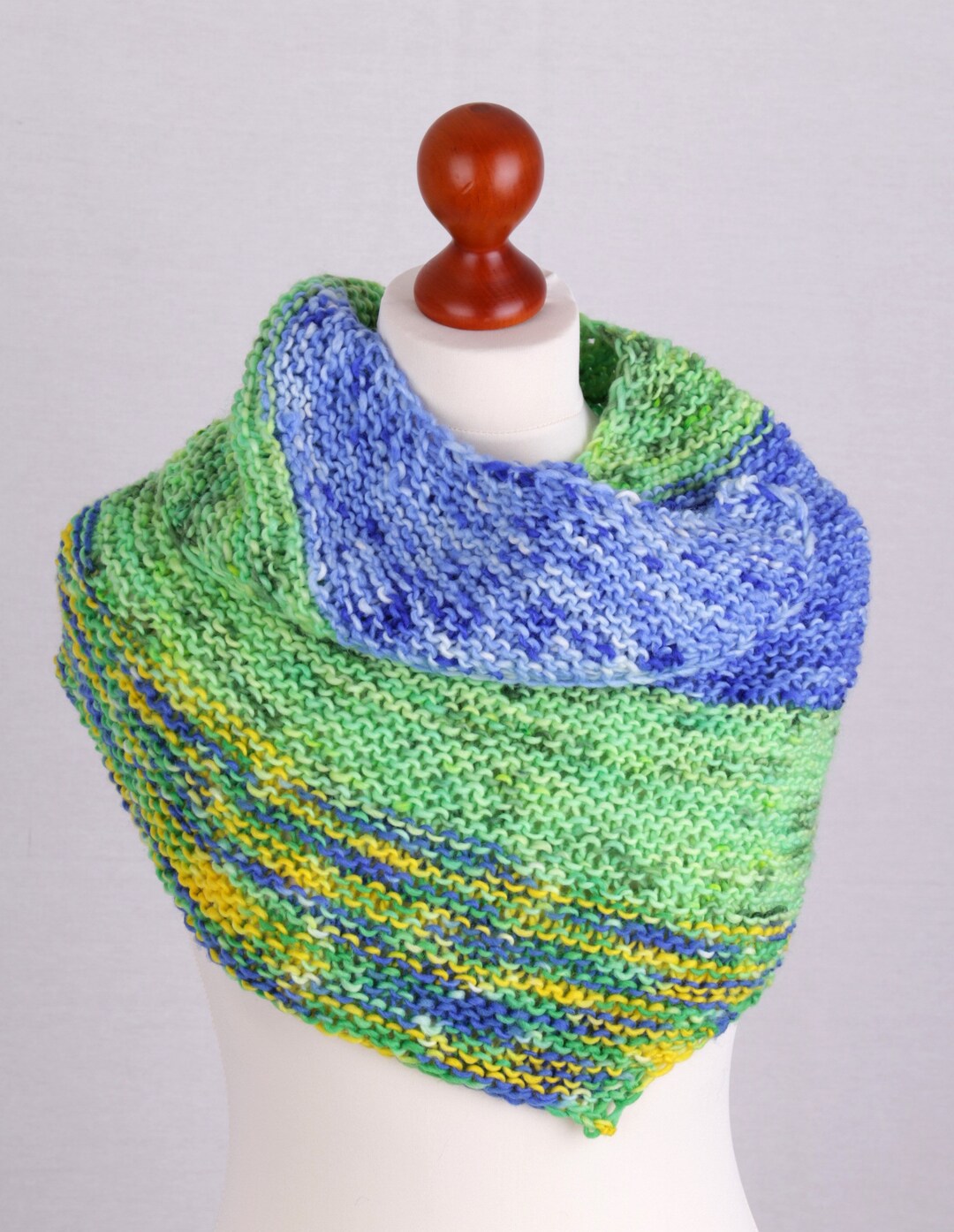 Wide Half-moon Scarf in Blue/green 100% Merino Wool - Etsy