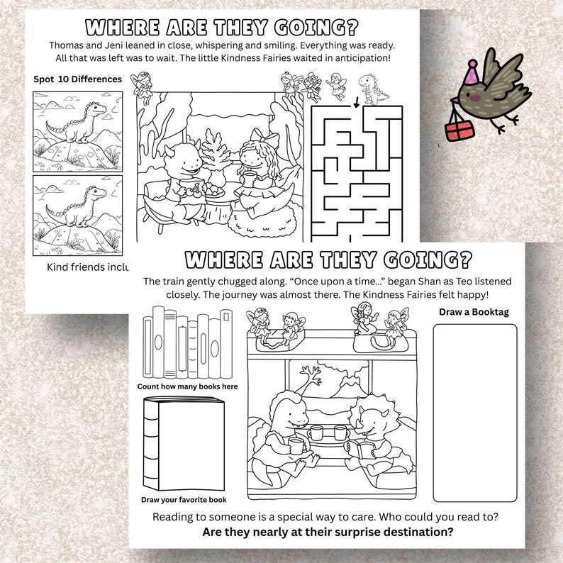 Printable Dinosaur Activity Bundle of 10 Placemats for Kids - Kindness ...