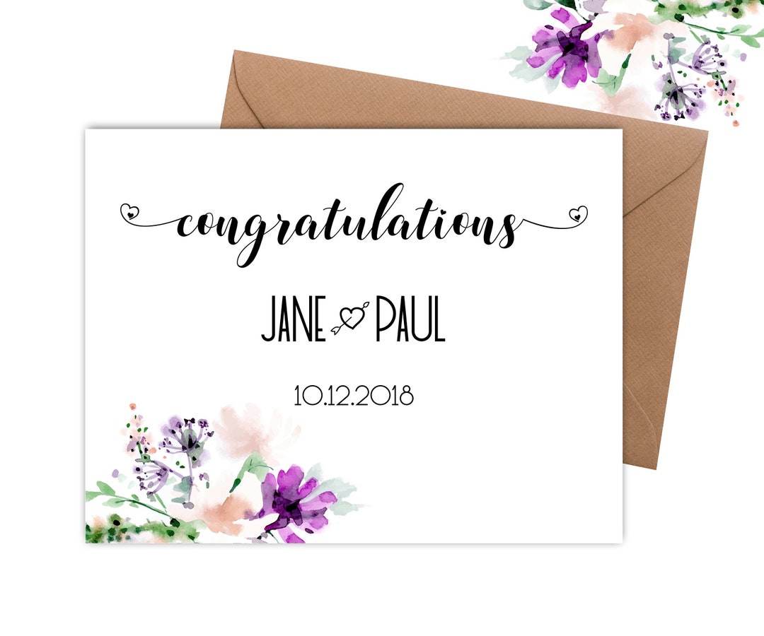 Congratulations Wedding Card, Custom Wedding Card, Bride and Groom Card ...