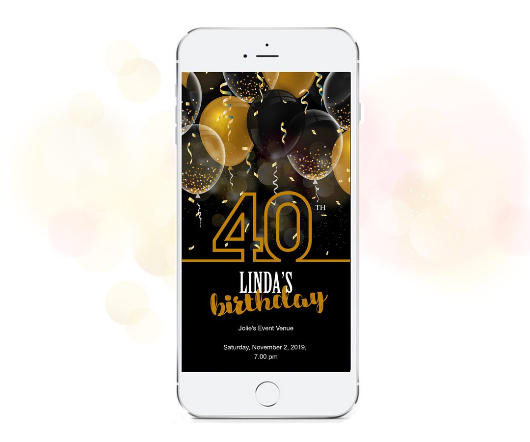 Electronic Birthday Event Invitation, Digital Smartphone Party Invite ...