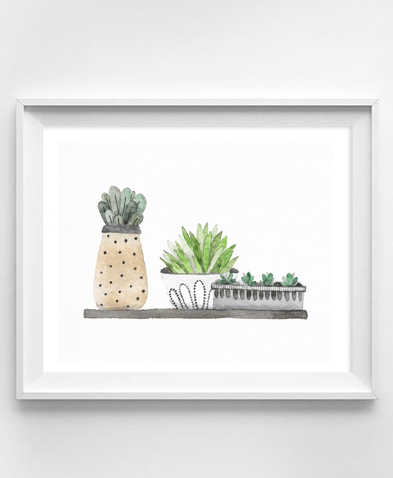 Watercolor House Plants Wall Art 2, Succulents, Cactus Print, Cactus ...