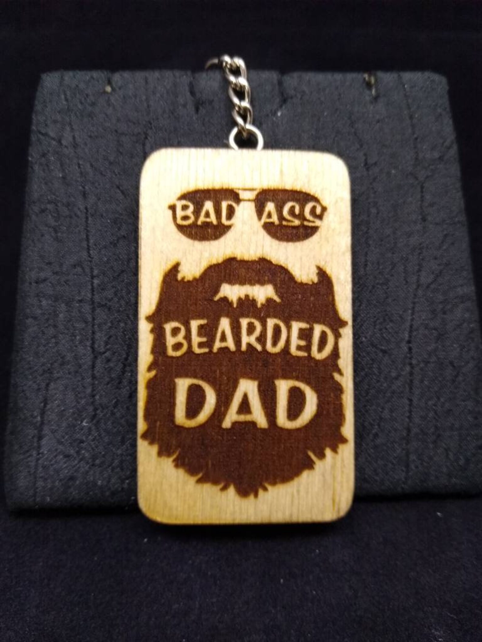 Bad Ass Bearded Dad Laser Engraved Keychain - Etsy