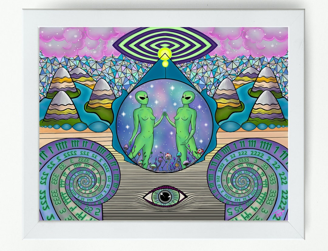 Aliens Twins Digital Art Print Nature Wall Decor Scenic Drawing Digital ...