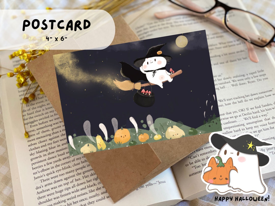 Halloween Postcard halloween Flight Greeting Card - Etsy