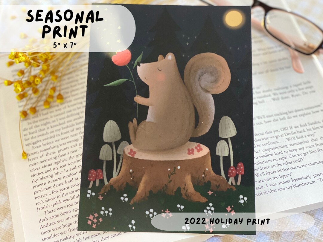 Seasonal Art Print ~wishing Squirrel~ | Art Print | Digital ...